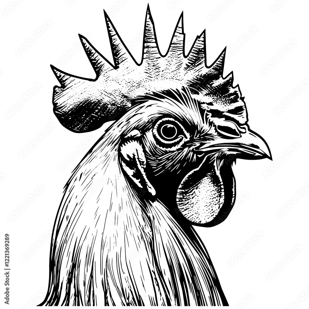 chicken head illustration isolated on white background.vector ...