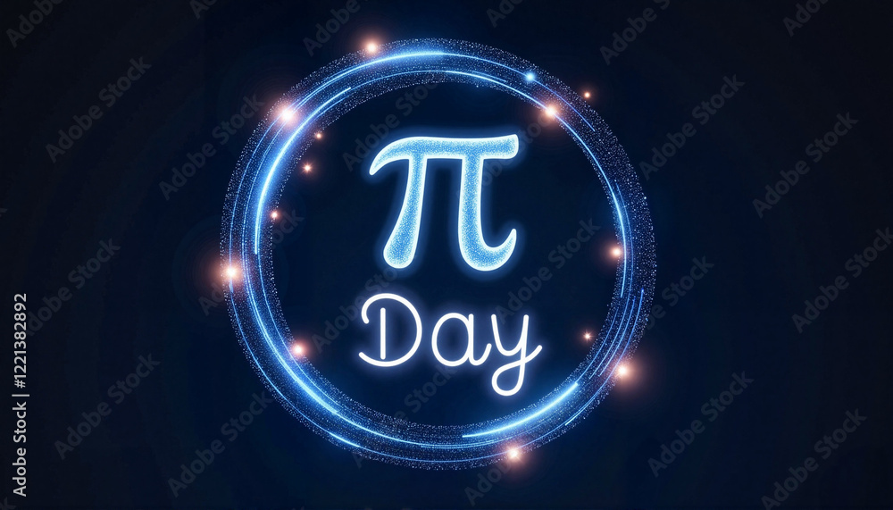 Elegant Pi Day card with glowing spiral on navy background, infinite ...