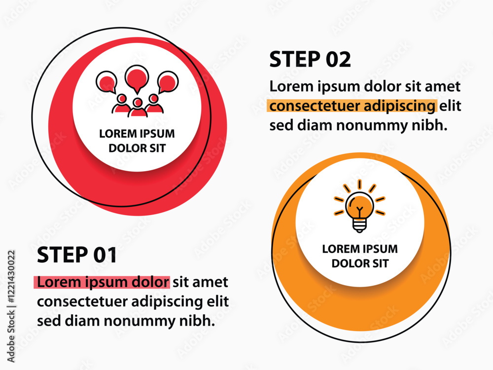 2 steps infographic template with 2 options. Flowchart that can be used ...