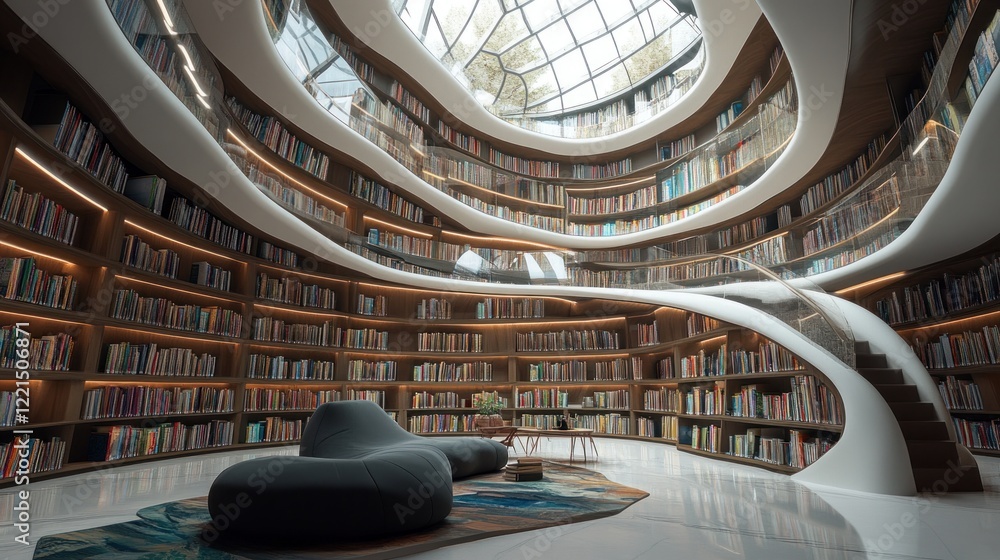 Modern Circular Library: A haven for knowledge seekers, this architectural marvel showcases ...