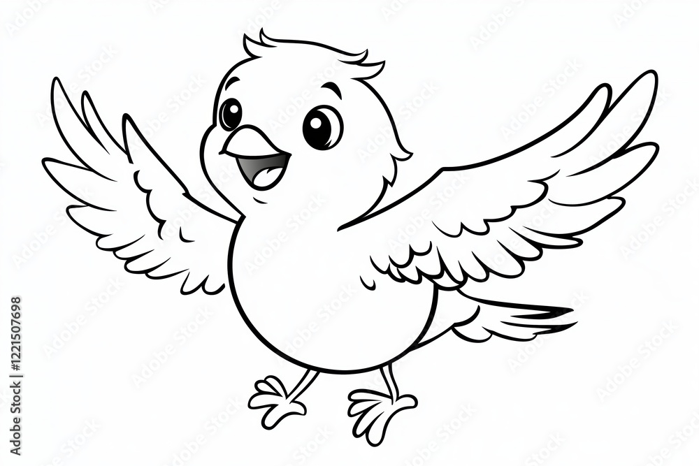 Bird with open wings and curved beak as an easy coloring template Stock ...