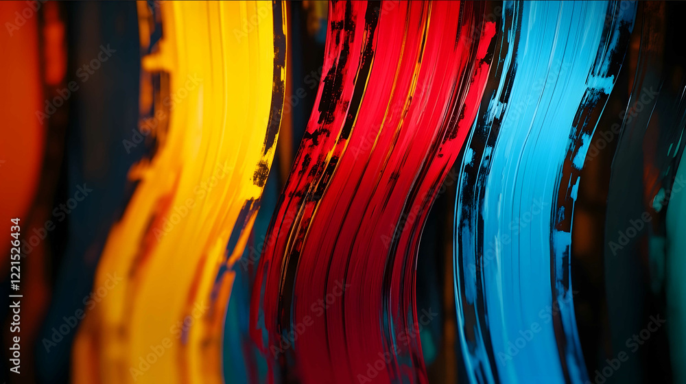 Cartoon animation title red yellow and blue colors flow out of the film ...