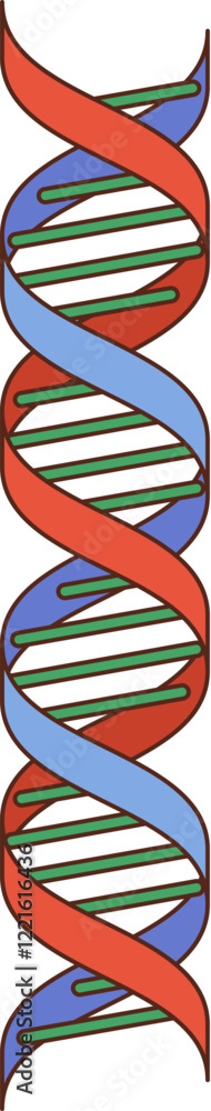 Cartoon groovy Dna helix, genetic medicine vector sign. Spiral molecule structure. Biology ...