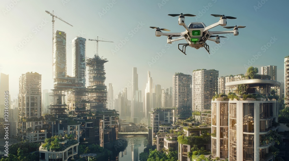 Autonomous construction site with AI-controlled cranes and smart ...