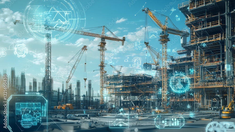 Autonomous construction site with AI-controlled cranes and smart ...