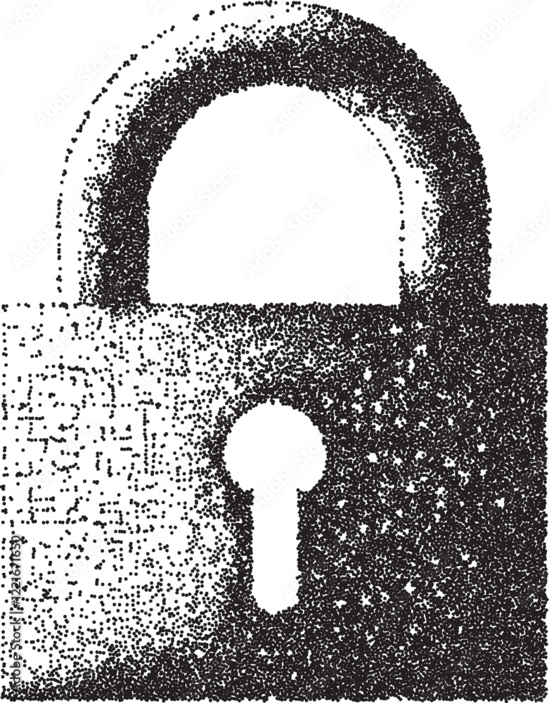 Lock vintage y2k stipple art, secure halftone stipple brutalist retro ...