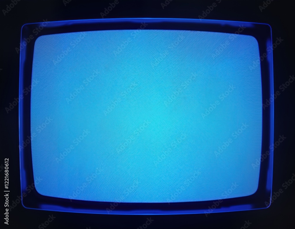 Foto de Stock Vintage CRT tv with blue screen showing static noise. Old ...