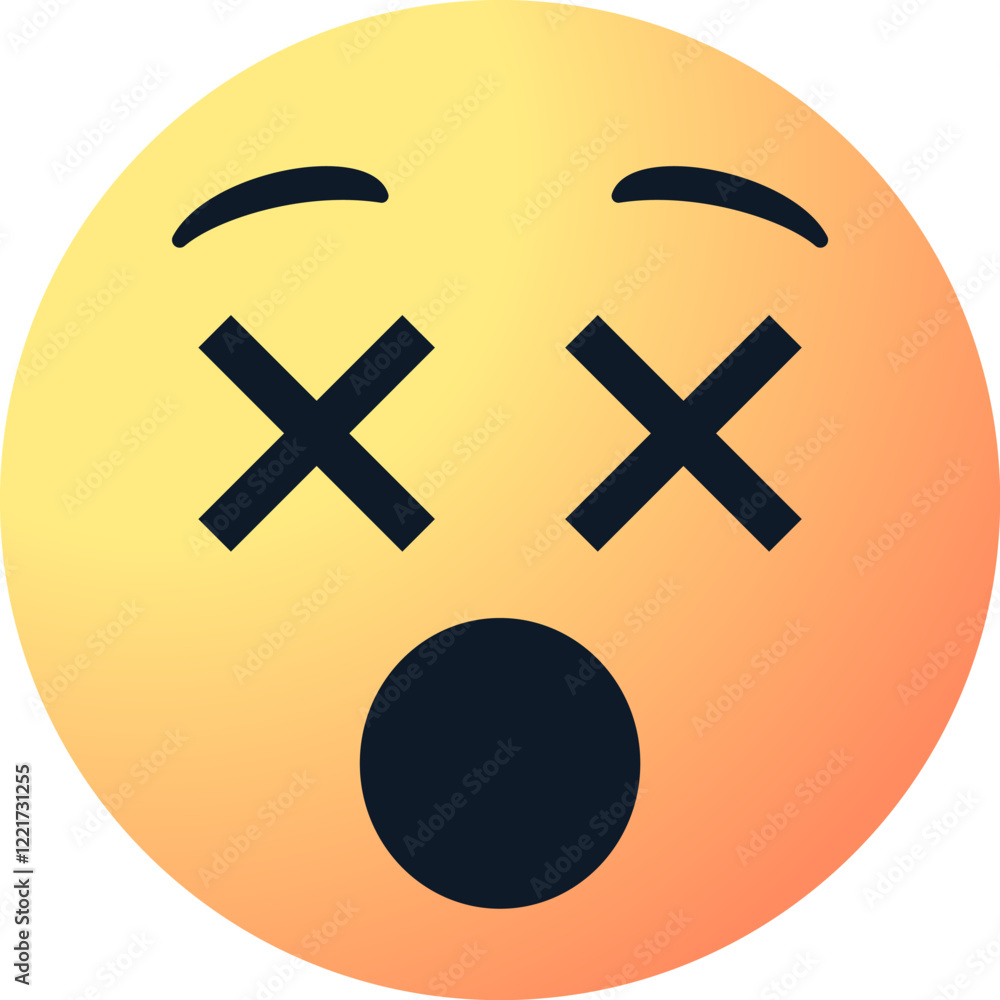Vektor dizzy emoji face with crossed out eyes and an open mouth. cross ...