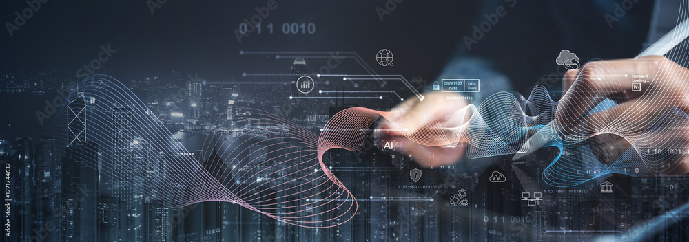 Data science with AI. Innovation technology, digital transformation concept. Deep learning of AI ...