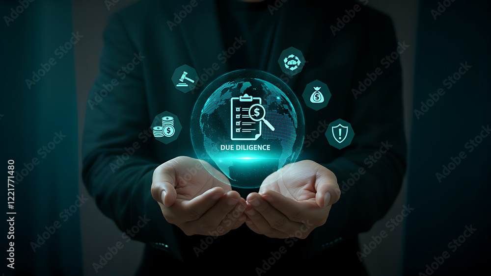Modern Due Diligence Concept .Businessman Performing Due Diligence with Digital Checklist and ...