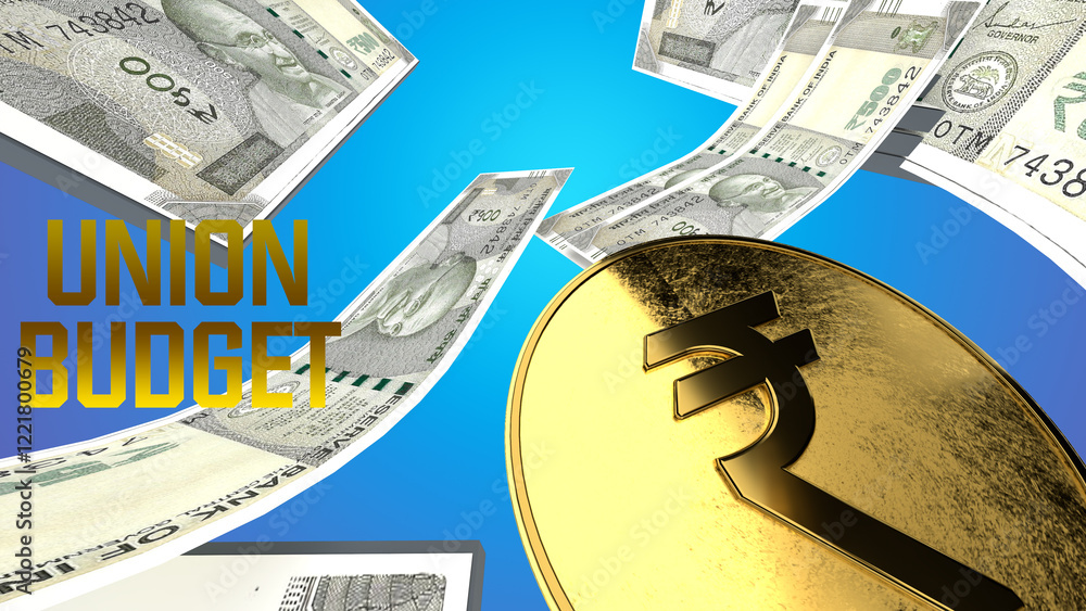 Indian Union Budget, India economy, finance icon, Indian rupee coin ...