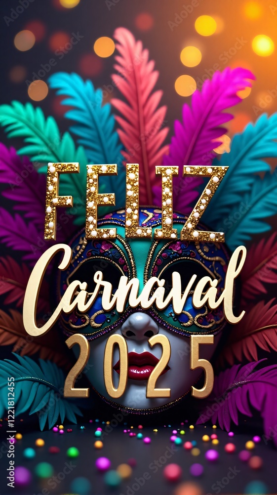 FELIZ Carnaval 2025 Brazilian Carnaval celebration banner with colorful ...