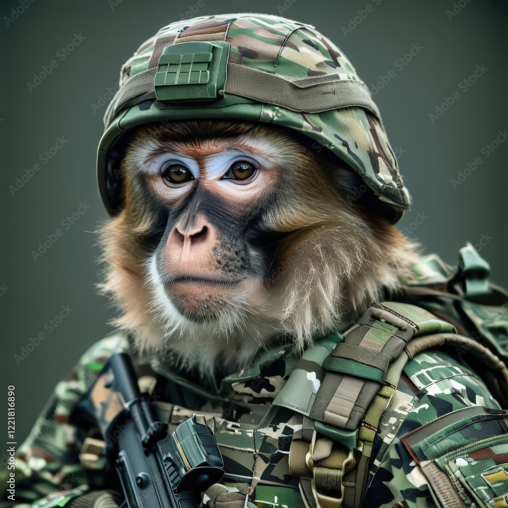 the AI Image Generator, Monkey Wearing Soldier Uniform Ready for ...