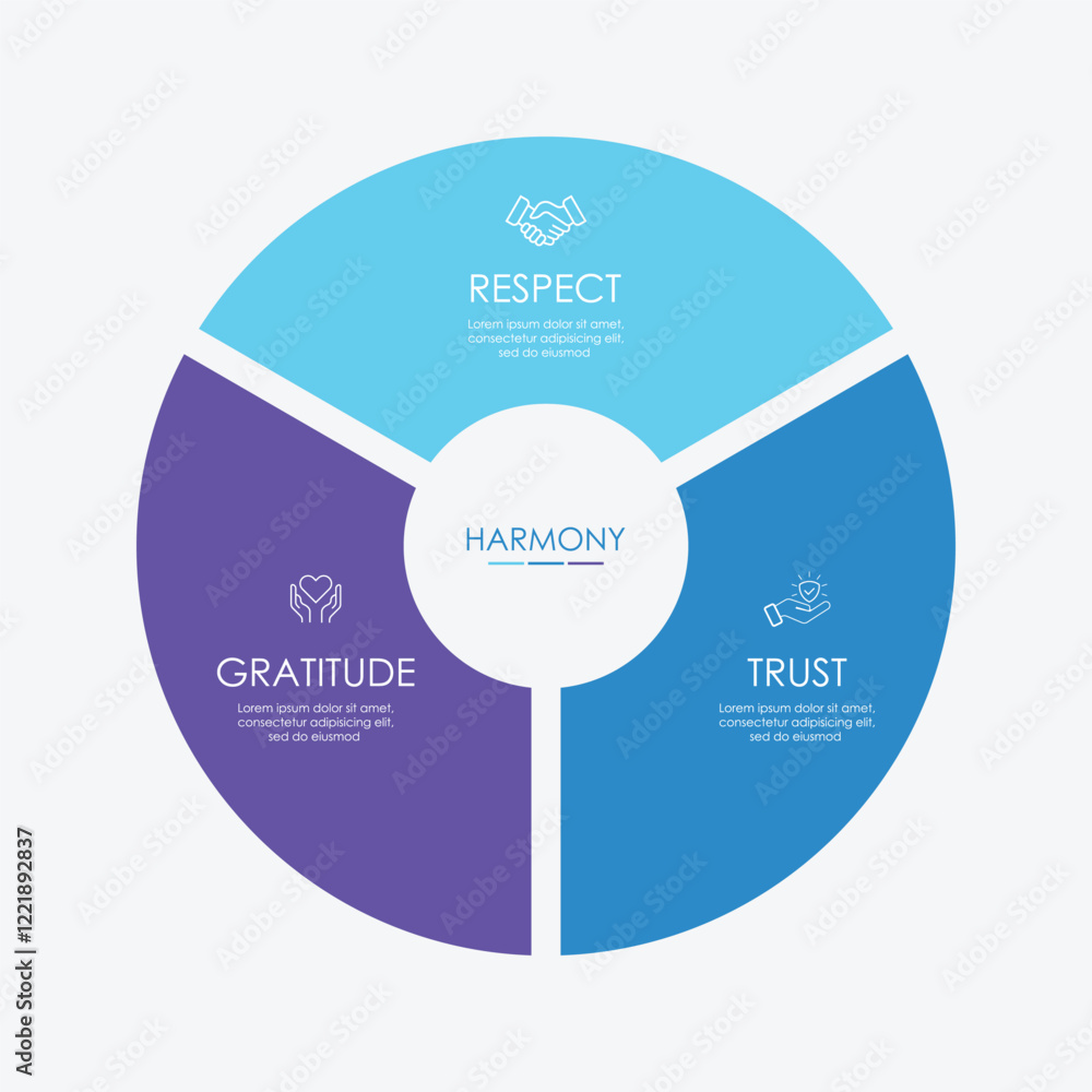 Circle chart infographic template with 3 options for presentations ...
