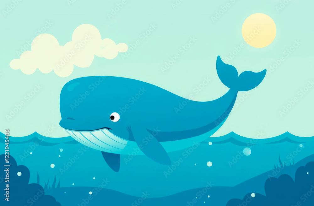 International Day The blue whale event banner. Blue whale on white ...