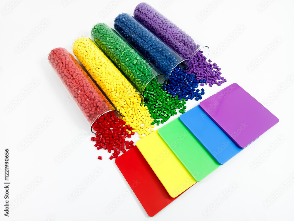 rainbow plastic masterbatch, polymer carrying colorful pigments with ...