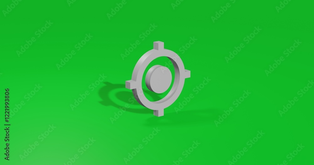 Isolated realistic white crosshair symbol front view with shadow. 3d ...