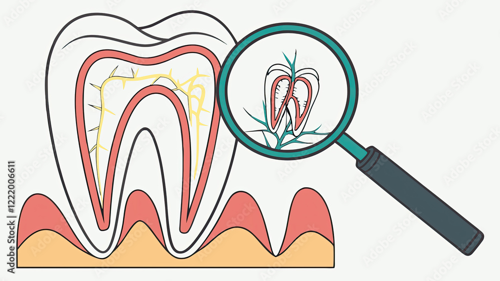 Tooth Anatomy Illustration, Molar, Magnifying Glass, Dental Health ...