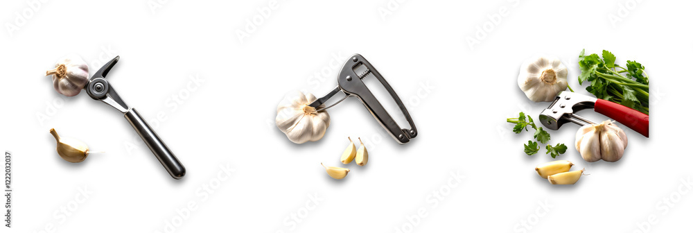 Isolated garlic peeler and cloves on a transparent background Stock ...