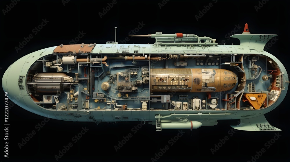 Detailed cross sectional diagram illustrating the intricate interior ...