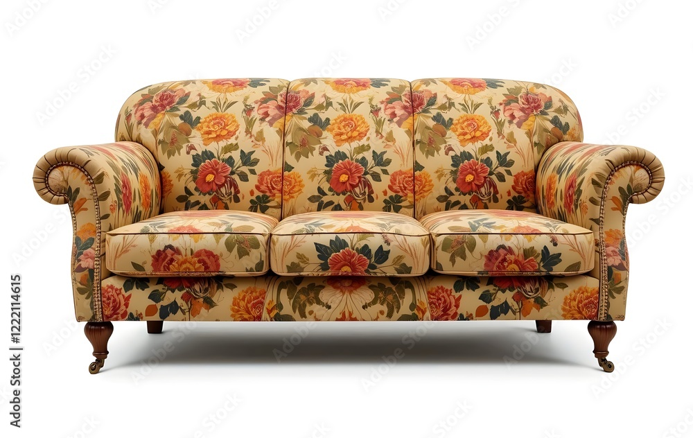 vintage 1960s 1970s tacky ugly flower patterned sofa couch, kitsch ...
