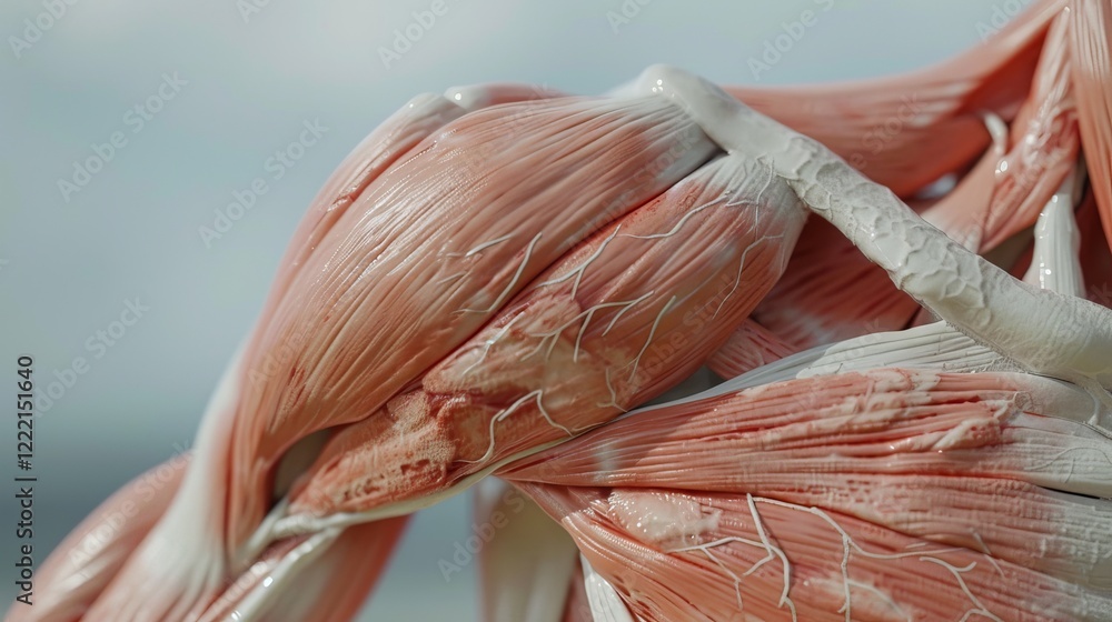 Detailed 3d illustration of the human shoulder joint with muscles and ...