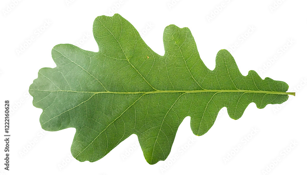 oak leaf closeup isolated on background showing detailed veining ...