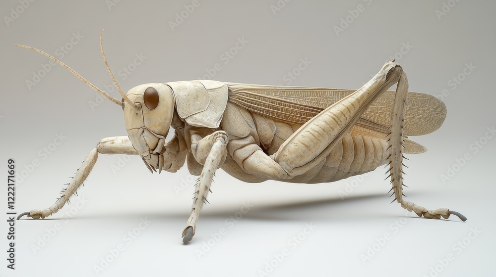 Grasshopper. It has long hind legs and short antennae, which are ...