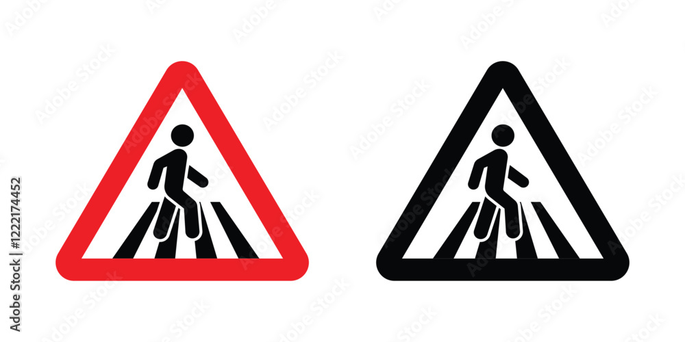 Image vectorielle Stock Pedestrian crossing road sign. Warning sign ...