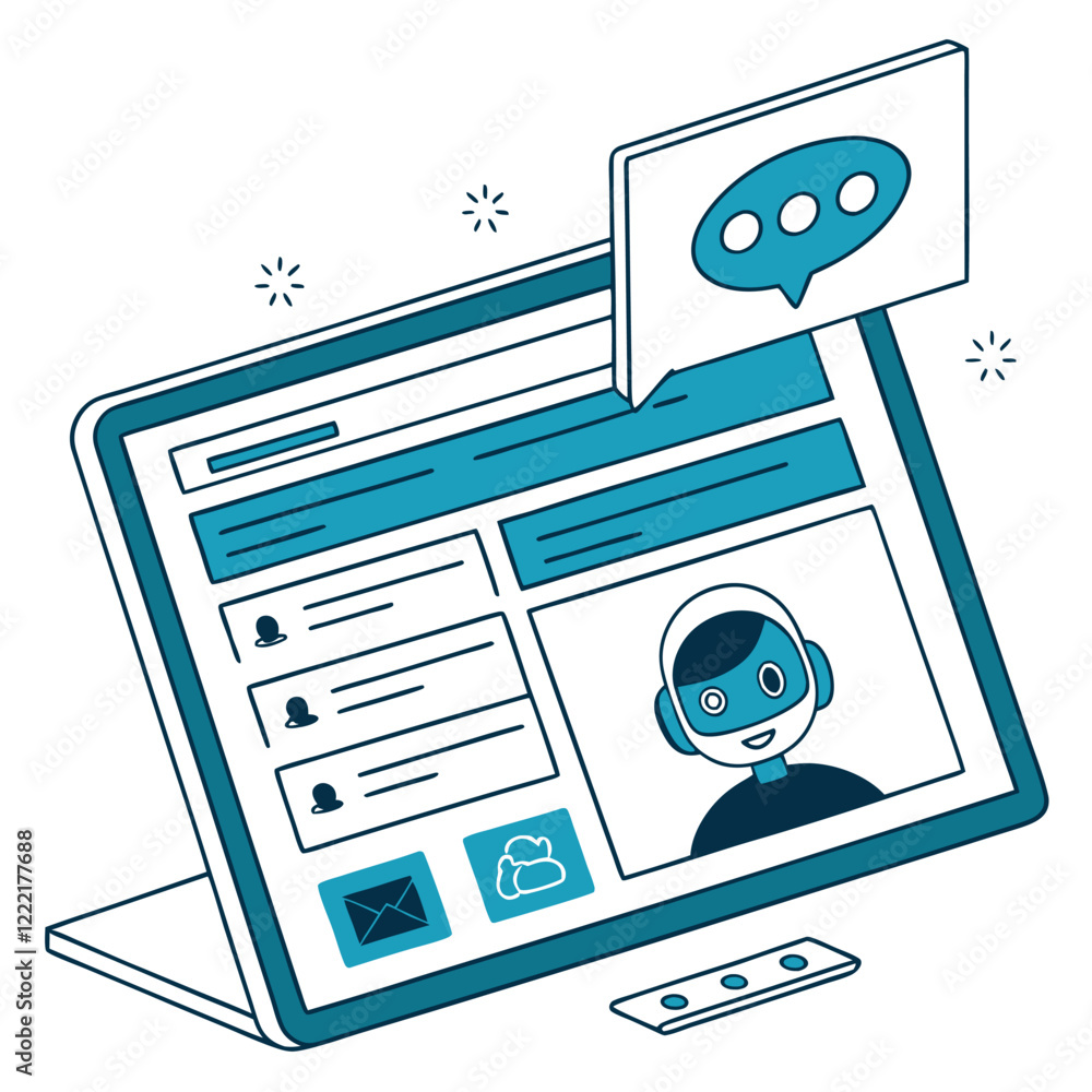 Clean concept showing an AI-powered chatbot interface Illustrator ...