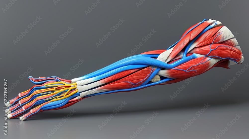 Detailed cross section of human arm showcasing muscle and vein anatomy ...