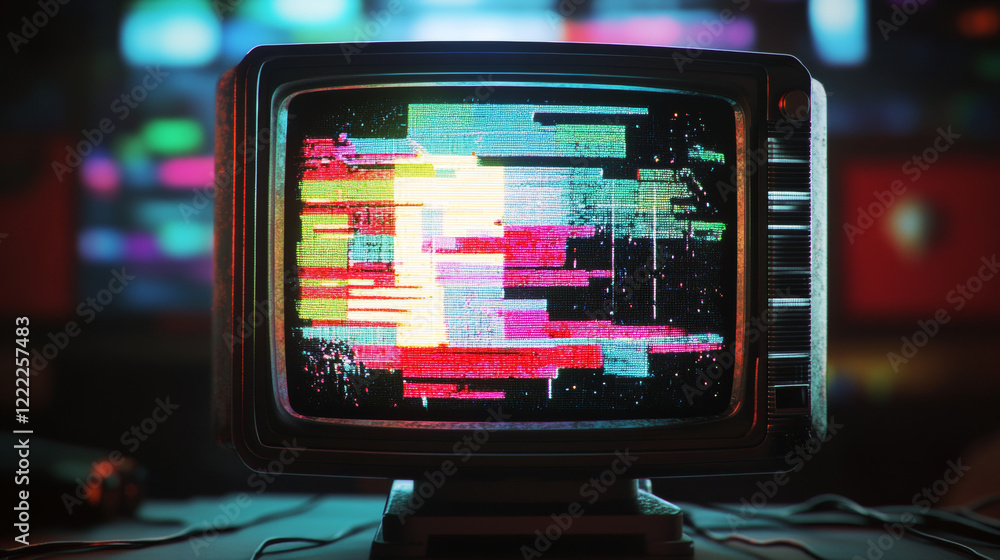 Glitch game effect tv screen with pixel texture background. Vhs digital ...