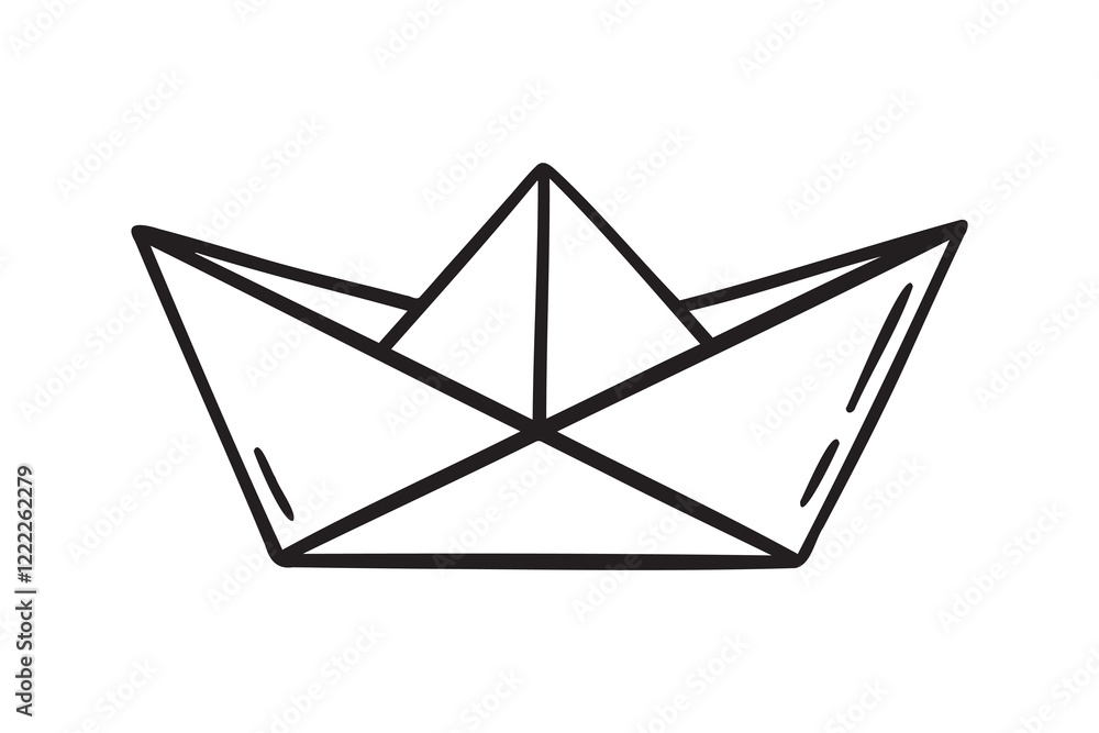 paper ship origami doodle hand drawn icon. Outline drawing paper ship ...