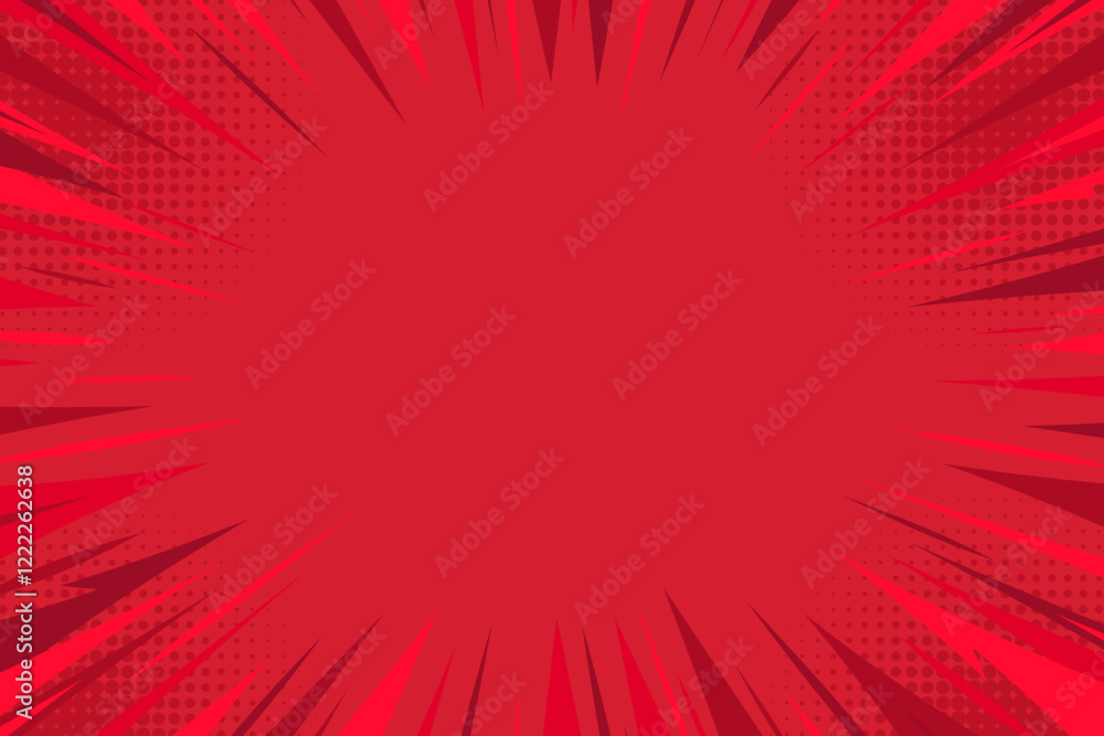 Red Pop Art Comic Background. Red comic halftone style background ...