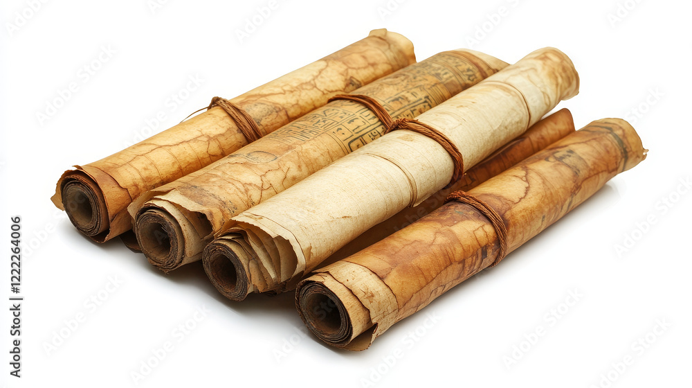 Ancient Egypt papyrus scrolls with wooden rods cartoon vector ...