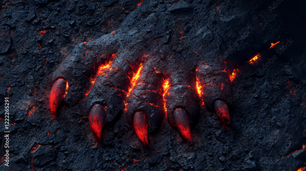 Sparkling monster claw mark scratches, red glowing wild animal traces ...