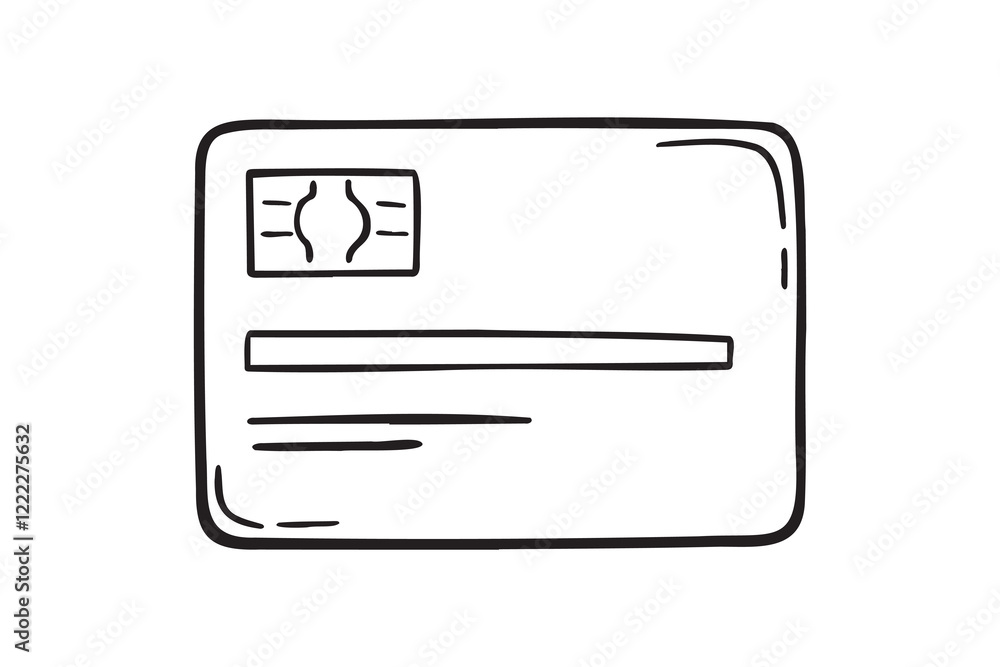Credit card doodle hand drawn icon. Outline drawing credit card ...