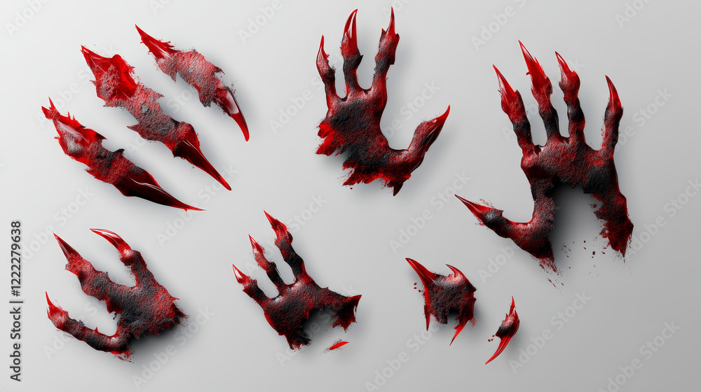 Bloody claw marks, realistic png set. 3D vector illustration of wild ...