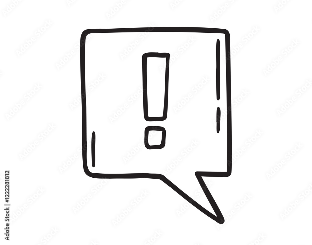 bubble speech info help exclamation mark doodle hand drawn icon ...