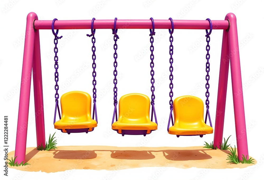 Ilustración de Stock Watercolor Swing Set for Girls, Pink Frame, Yellow ...