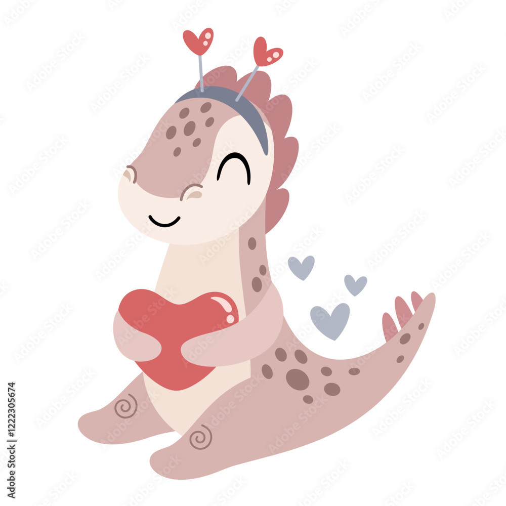 Cute Valentine dinosaur clipart. Valentines day clipart. Valentine dino ...
