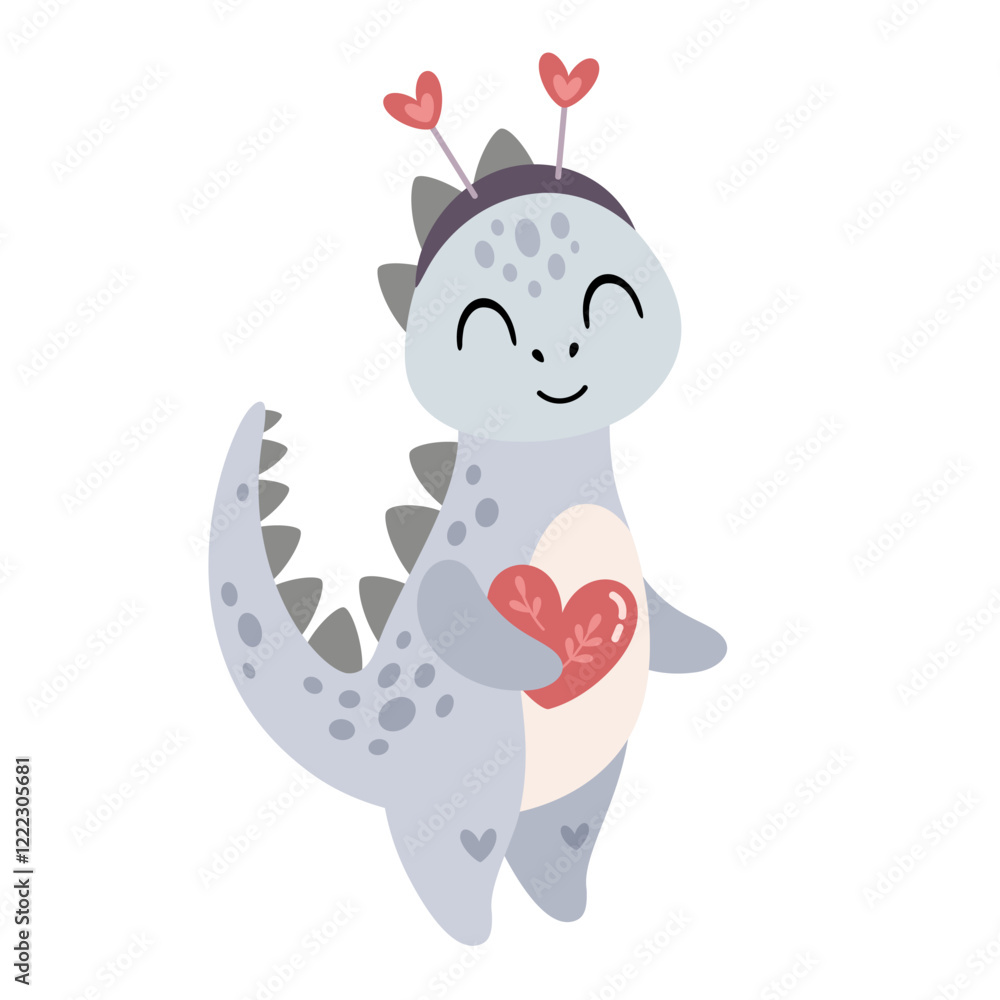 Cute Valentine dinosaur clipart. Valentines day clipart. Valentine dino ...