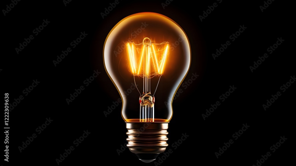 Glowing electric light bulb isolated on a transparent background in a ...