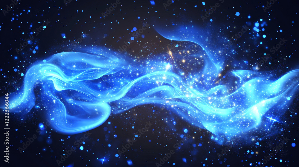 Blue fire effect with flying light sparks. Abstract overlay background ...