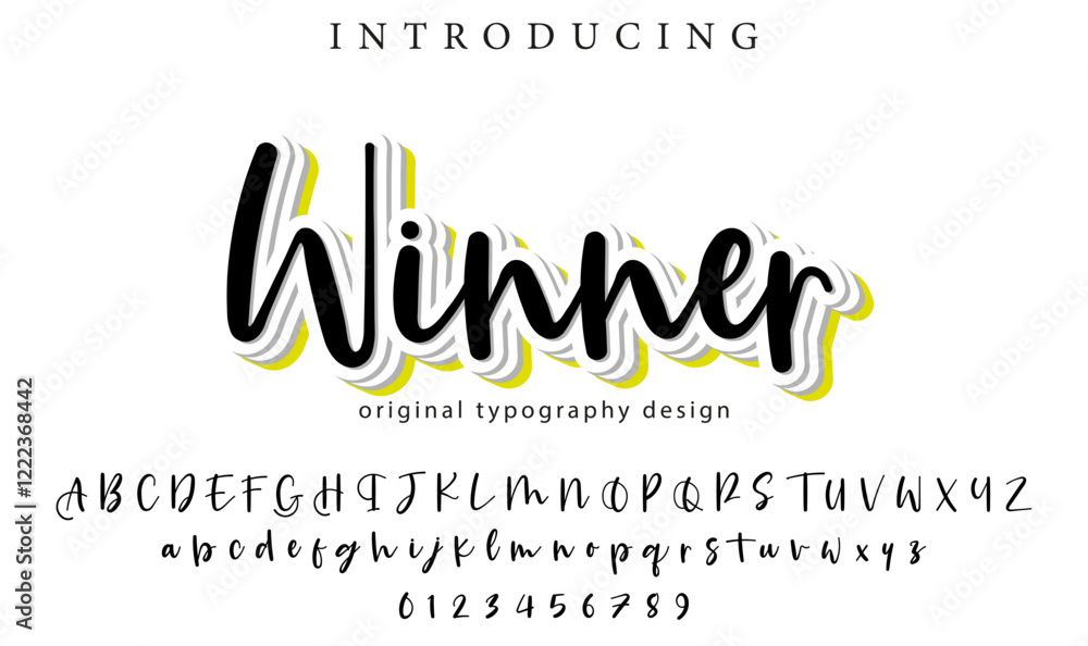 Winner Font Stylish brush painted an uppercase vector letters, alphabet ...