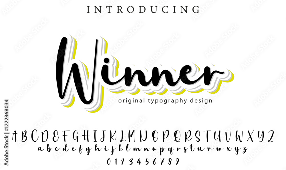 Winner Font Stylish brush painted an uppercase vector letters, alphabet ...