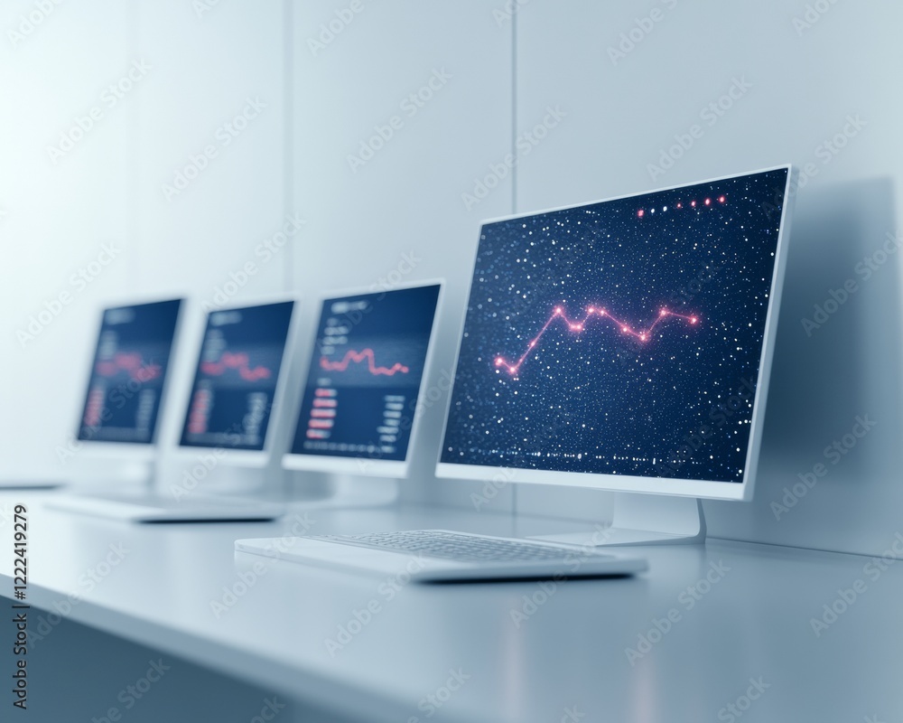 Futuristic Conference Room Sleek Monitors with Interactive Data ...