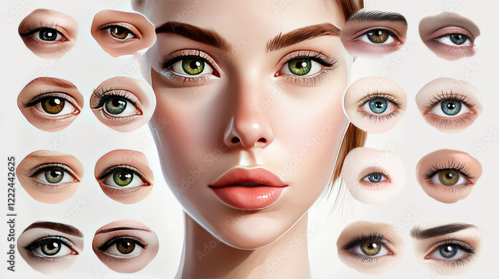 Girl face construction, avatar creation with different head parts ...