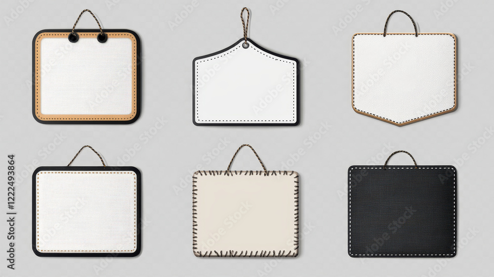 Ilustración de Stock Blank clothes tags, fashion labels with seams ...