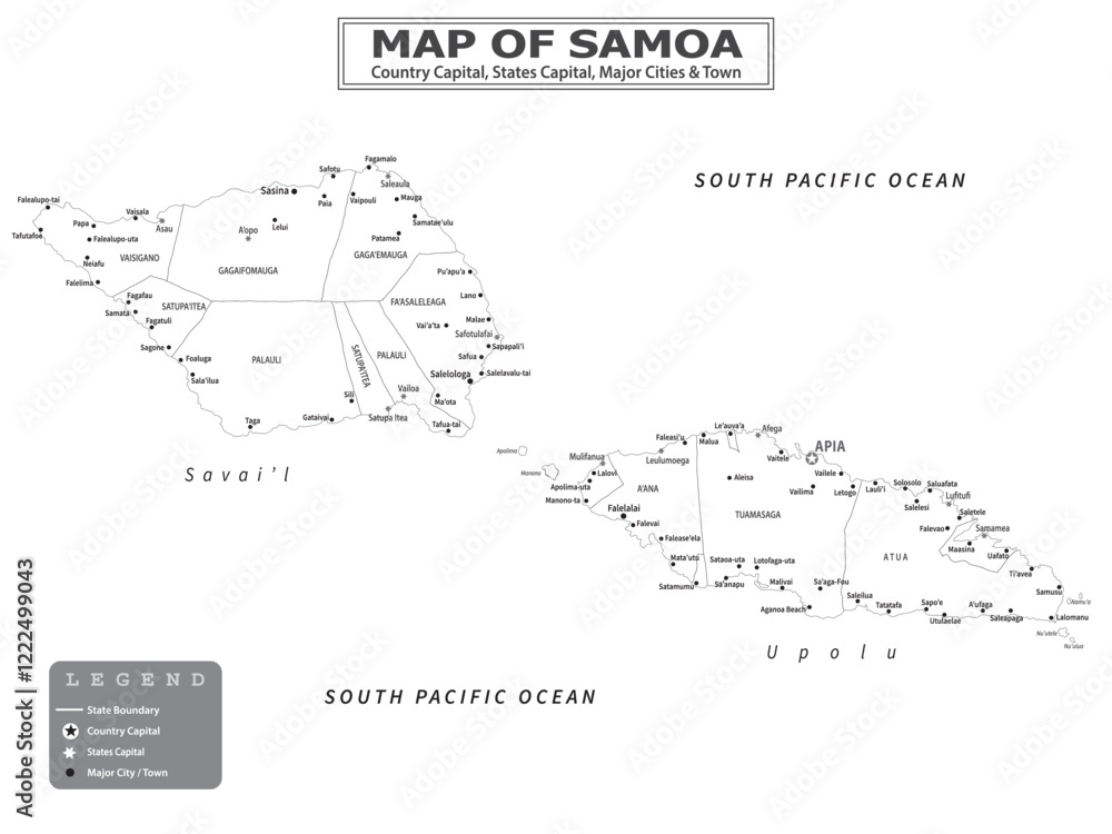 Australian Countries Geography Political map. Political map of country ...